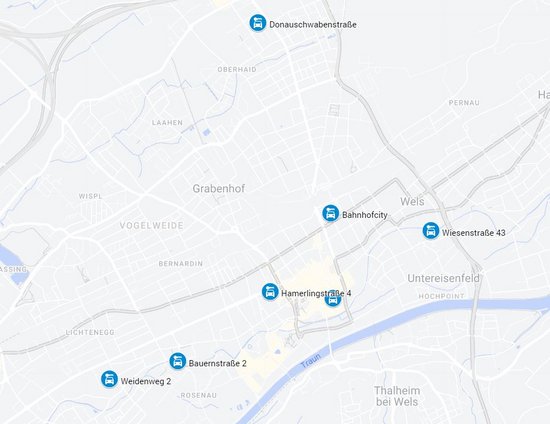 E-Carsharing Standorte in Wels